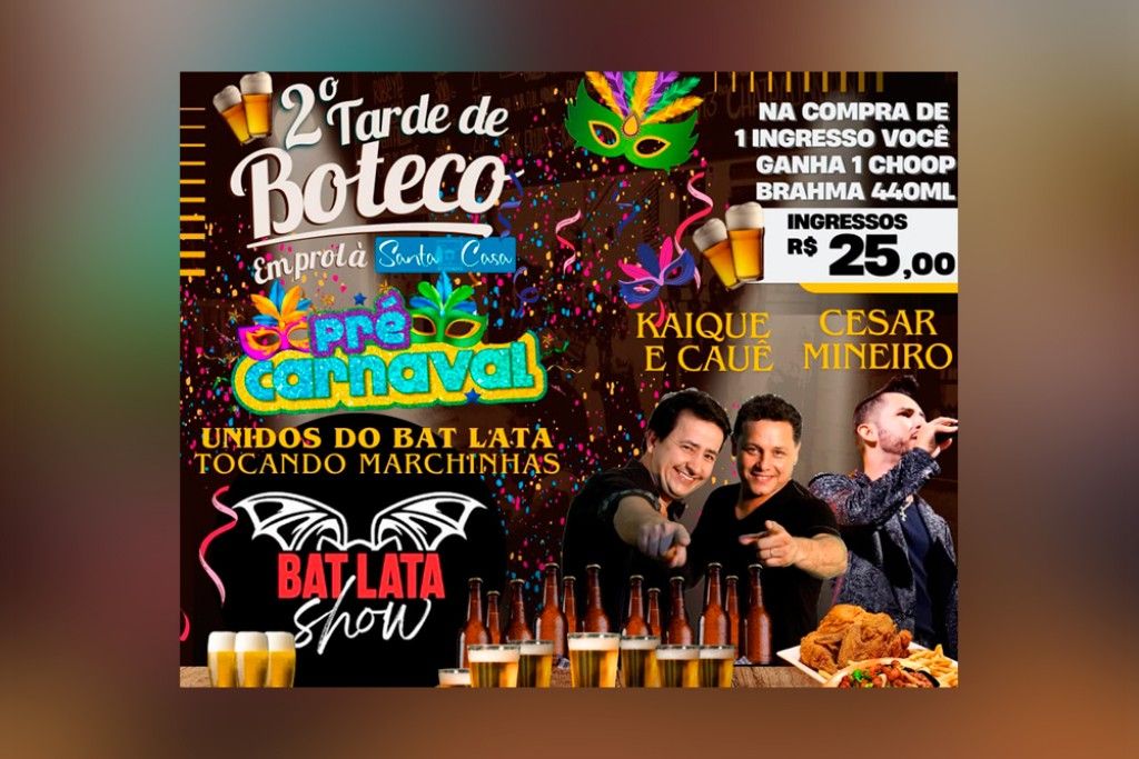 Andradas terá a 2ª Tarde de Boteco em prol da Santa Casa