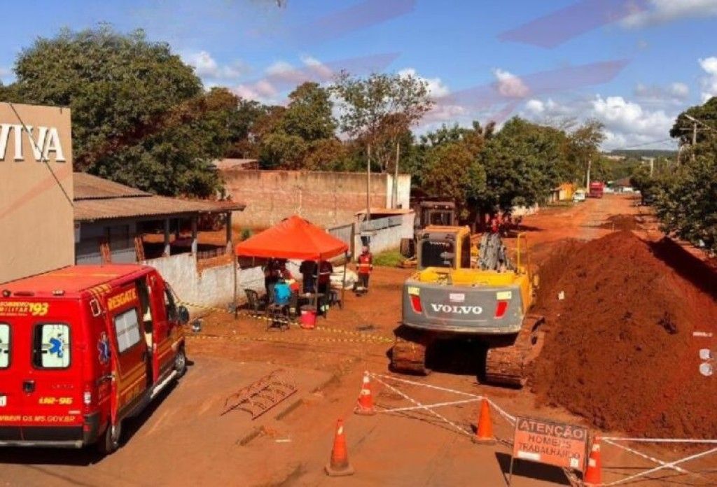 Trabalhador morre soterrado durante obra de rede de esgoto em Maracaju