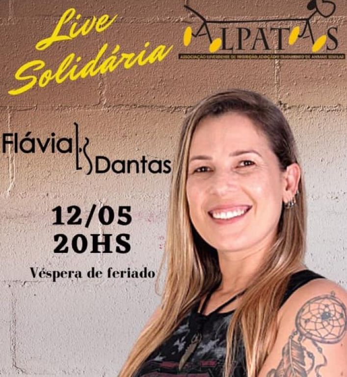 Cantora Flávia Dantas promove hoje Live Solidária em prol da Alpatas