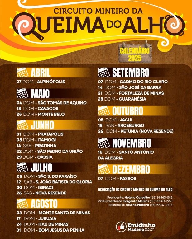 Circuito Mineiro da Queima do Alho anuncia Calendário 2025, com 26 etapas