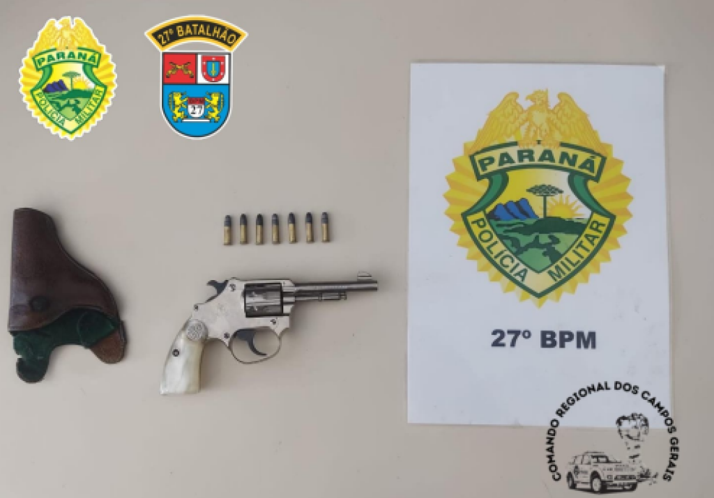 PM apreende arma de fogo e munições no Centro de União da Vitória