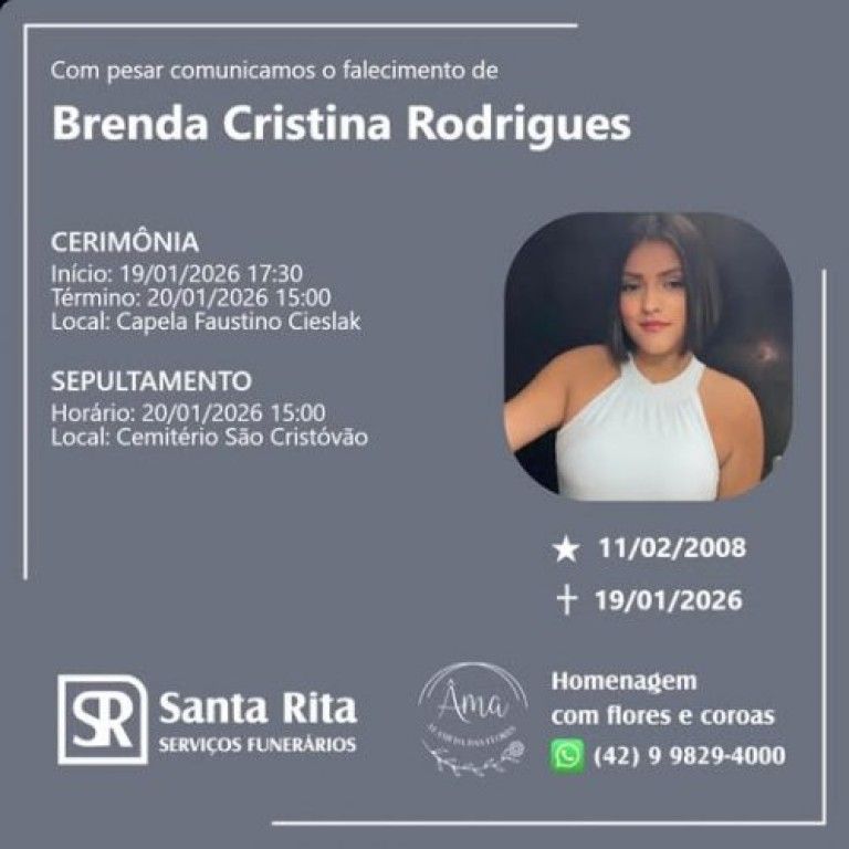 Morte de adolescente de 17 anos gera comoção no Vale do Iguaçu